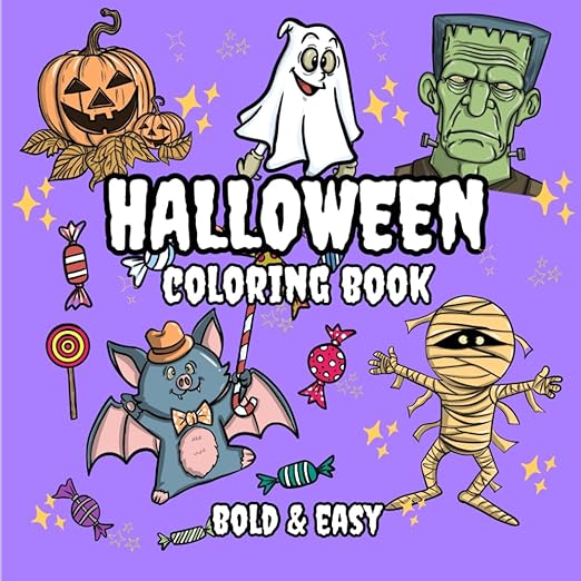 Amazon.com: Halloween coloring book bold and easy: Big and simple ...