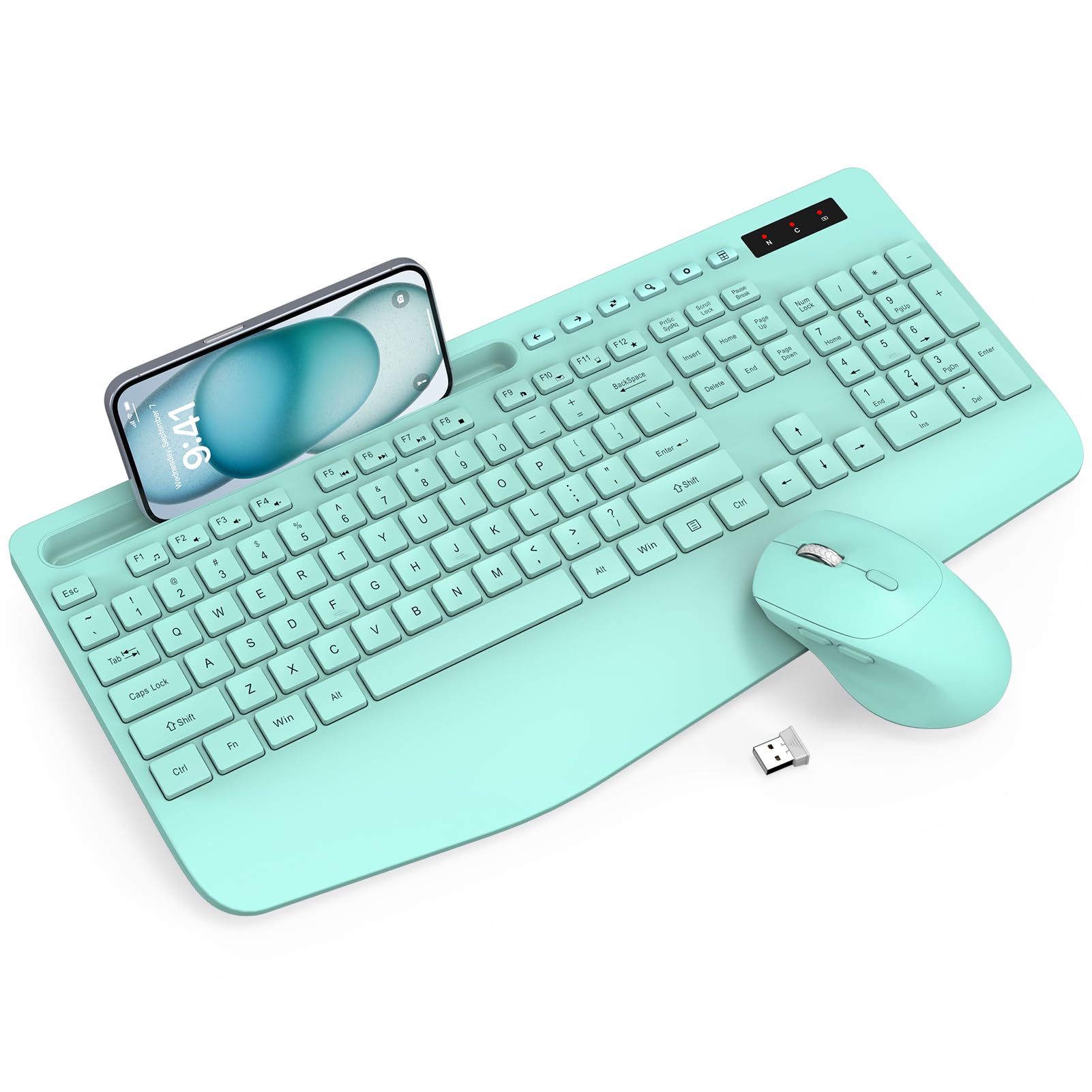 Wireless Keyboard and Mouse Combo - Full-Sized Ergonomic Keyboard with ...