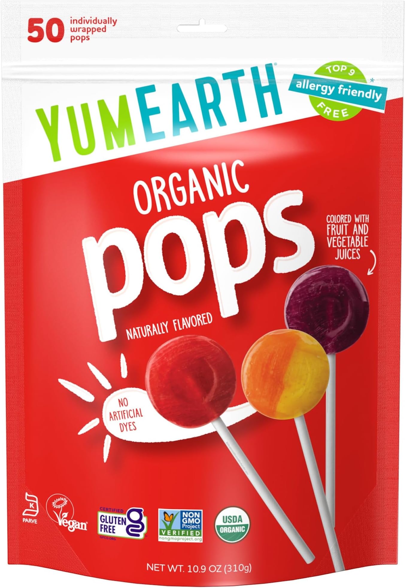 Amazon.com : YumEarth Organic Pops Variety Pack, 50 Fruit Flavored ...