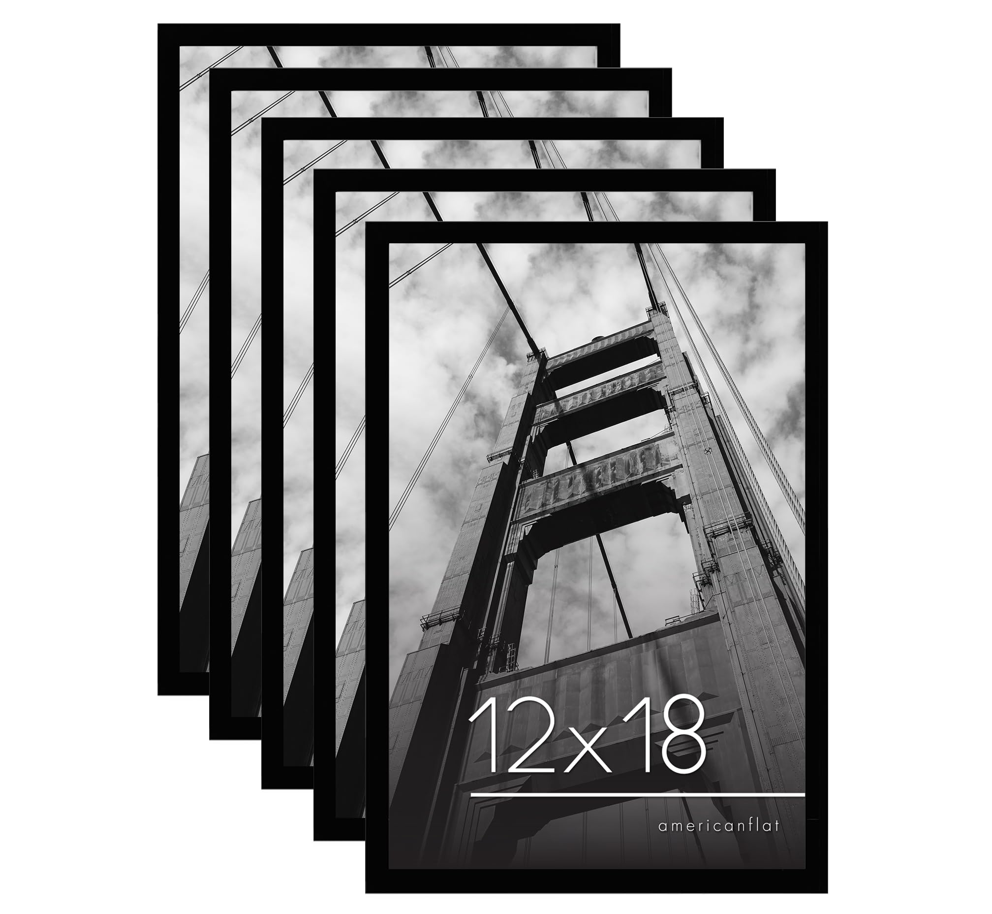 Americanflat 12x18 Poster Frame with Polished Plexiglass - Set of 5 ...
