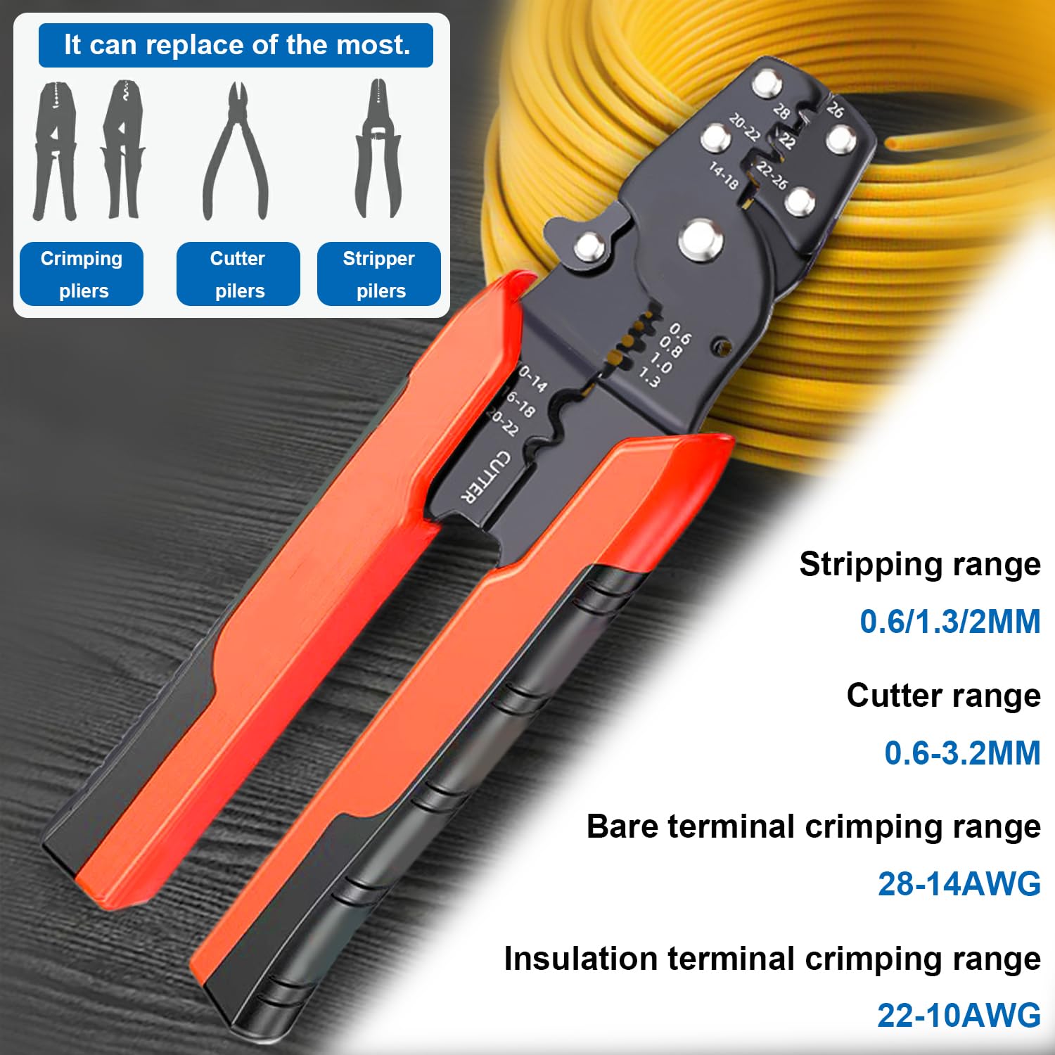 Snapklik.com : Smseace Orange Wire Crimping Tool Wire Crimper,stripper ...