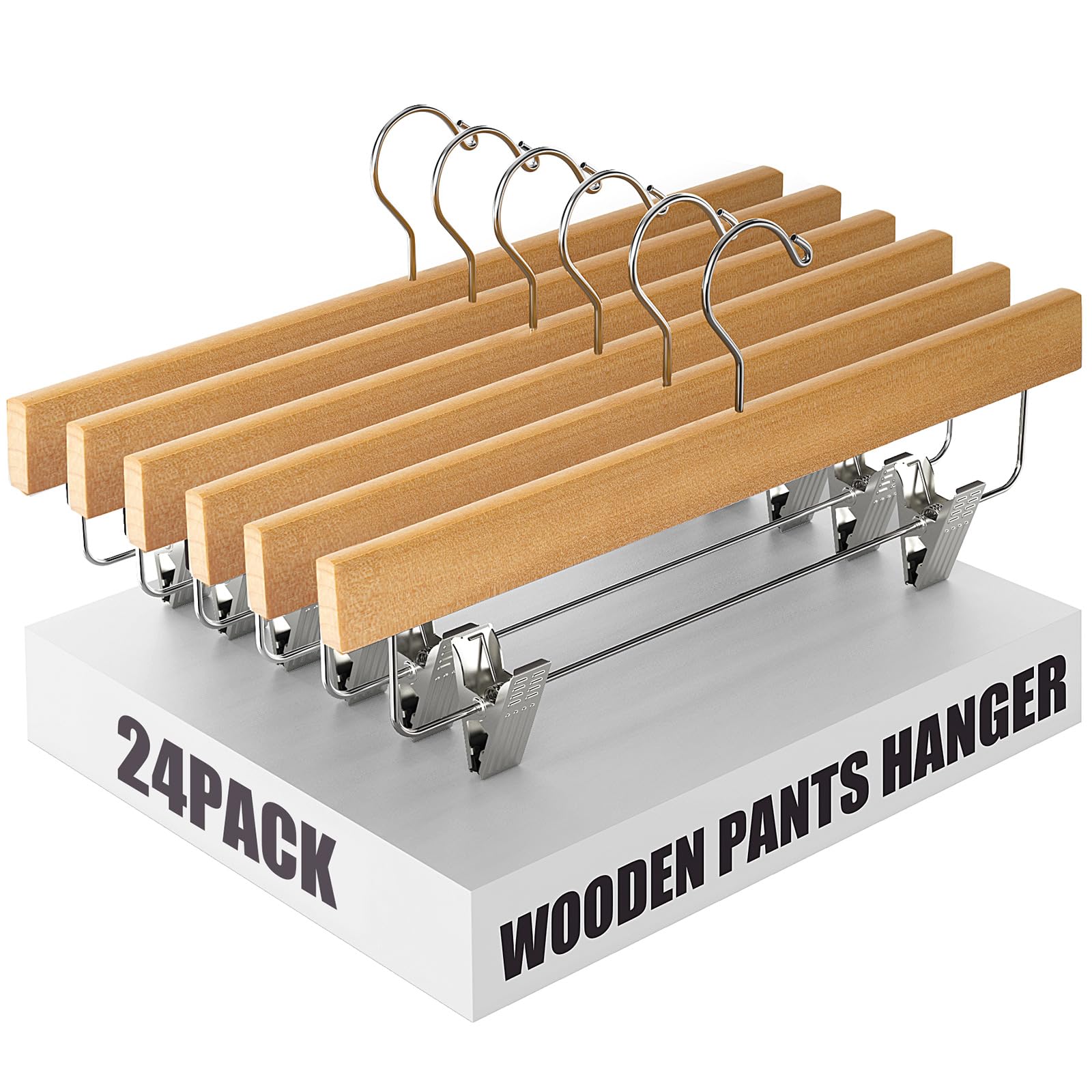 Snapklik.com : Ulimart Wooden Pants Hangers 24 Pack Pant Hangers
