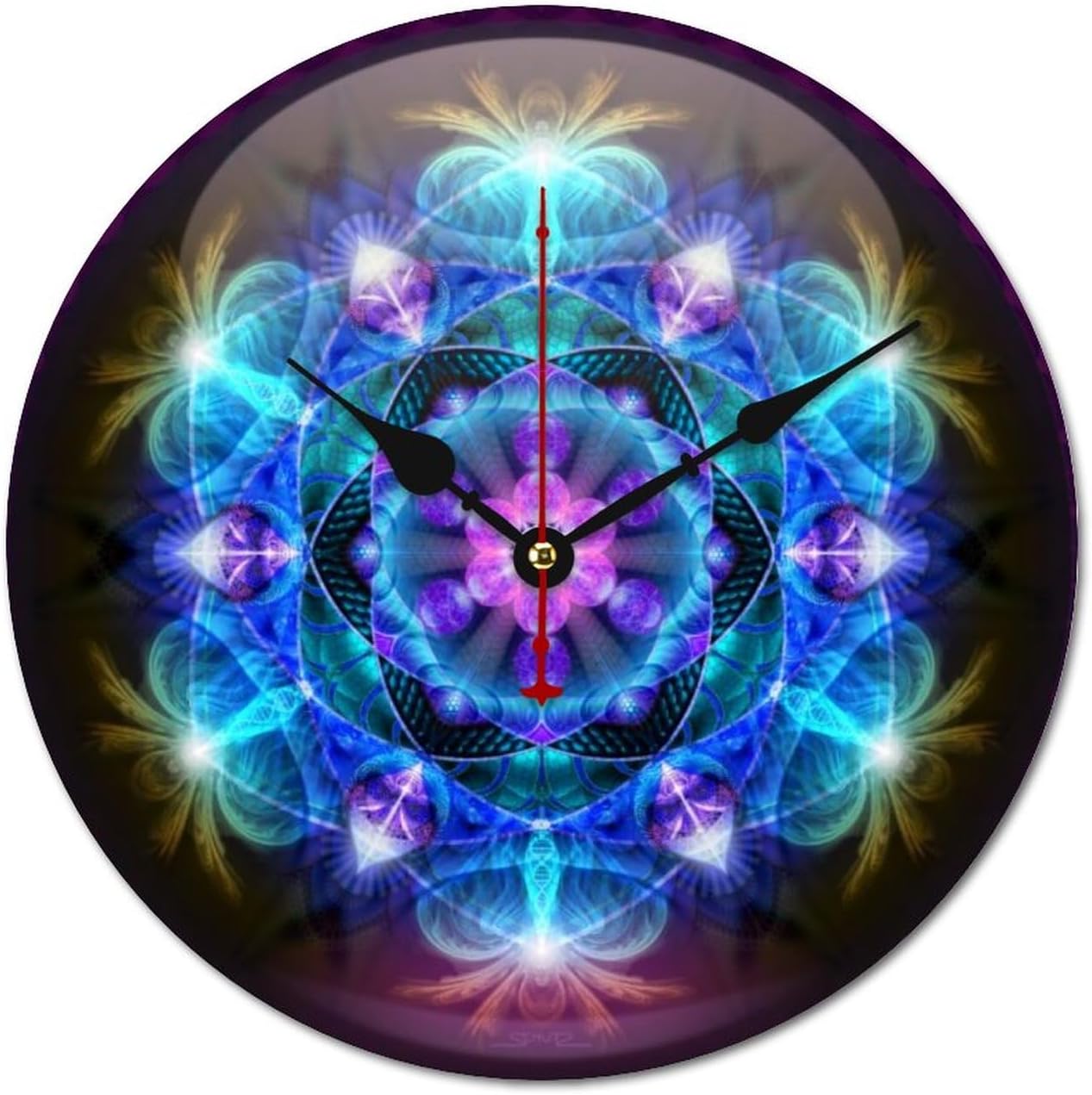 Amazon.co.jp: Fibonacci Flower Mandala Clock, Wall Hanging, Stylish ...