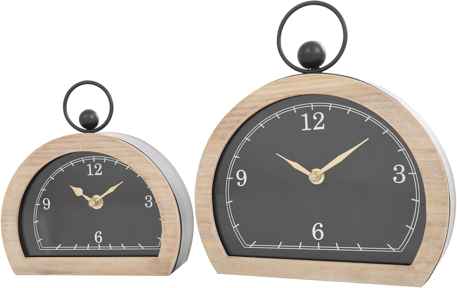 Amazon.com: Deco 79 Wooden Decorative Clock Semicircle Mantel Clock ...