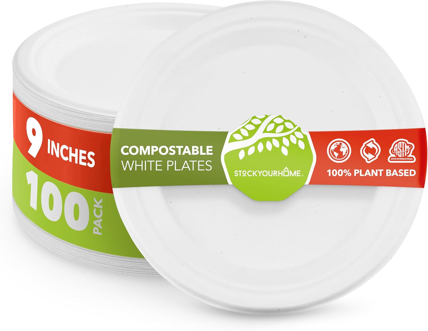 Amazon.com: Stock Your Home 100% Commercially Compostable Plates 9 Inch ...