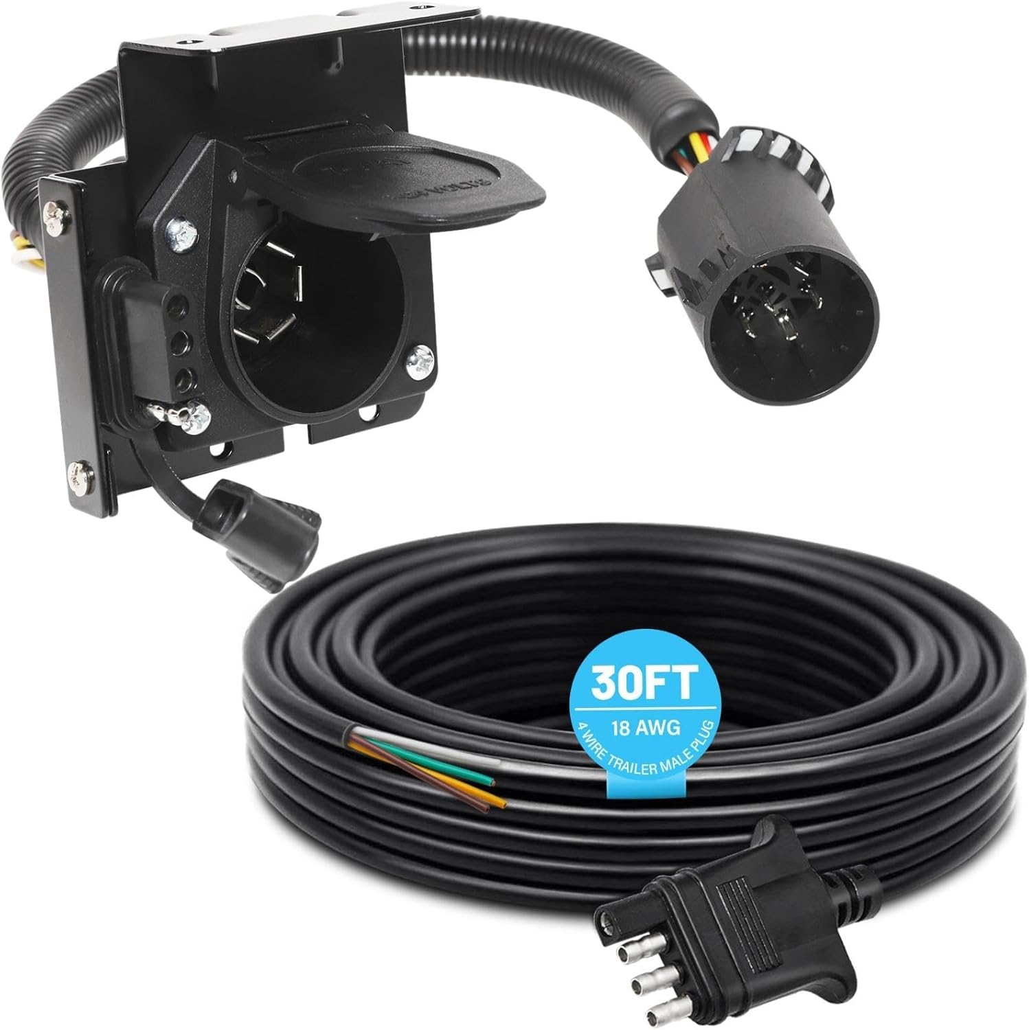 Amazon.com: MECMO Multi-Tow 7-Way Blade 4-Way Flat Trailer Wiring ...