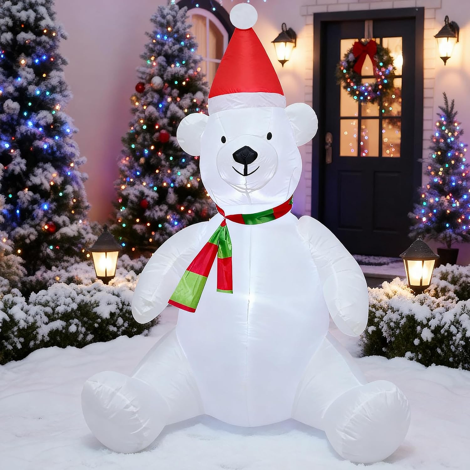 Amazon.com: DROFELY 4FT Christmas Blow Up White Bear Inflatables ...