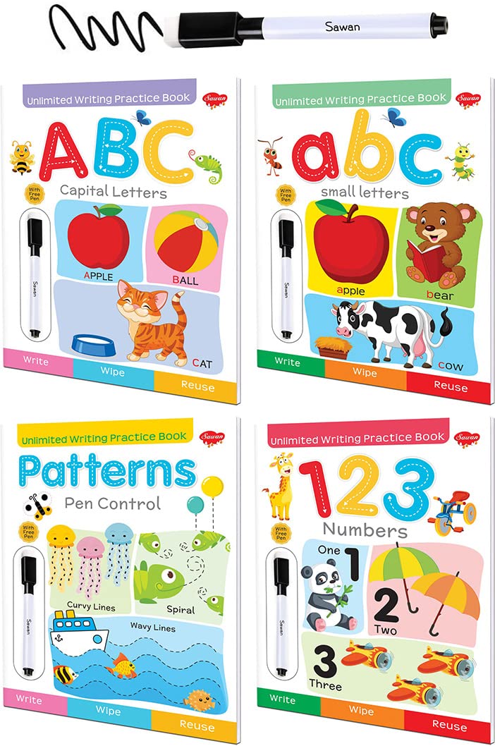 Buy Reusable Wipe and Clean Book | Pack of 4 - abc small letters, ABC ...