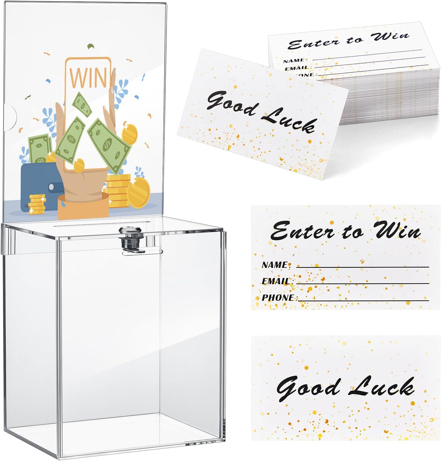 Amazon.com : VOISEN Clear Donation Box With Lock, Ballot With Sign ...