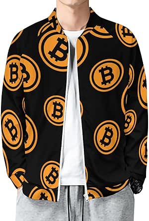 Amazon.com: Bitcoin Logo Bomber Jacket Men Lightweight Causal Flight ...