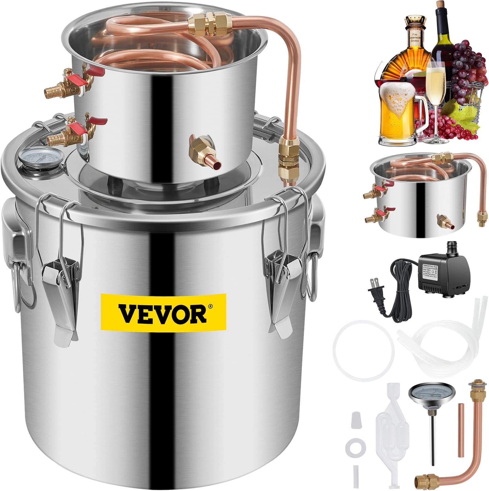 Amazon.com: Safstar Alcohol Still 10 Gal 38 L Stainless Steel Alcohol ...