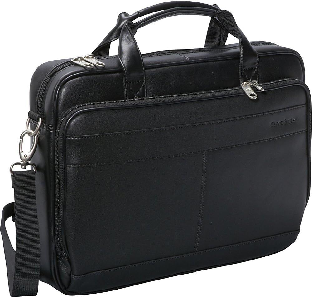Samsonite Luggage Leather Slim Briefcase, Black, 16", Leather Slim ...