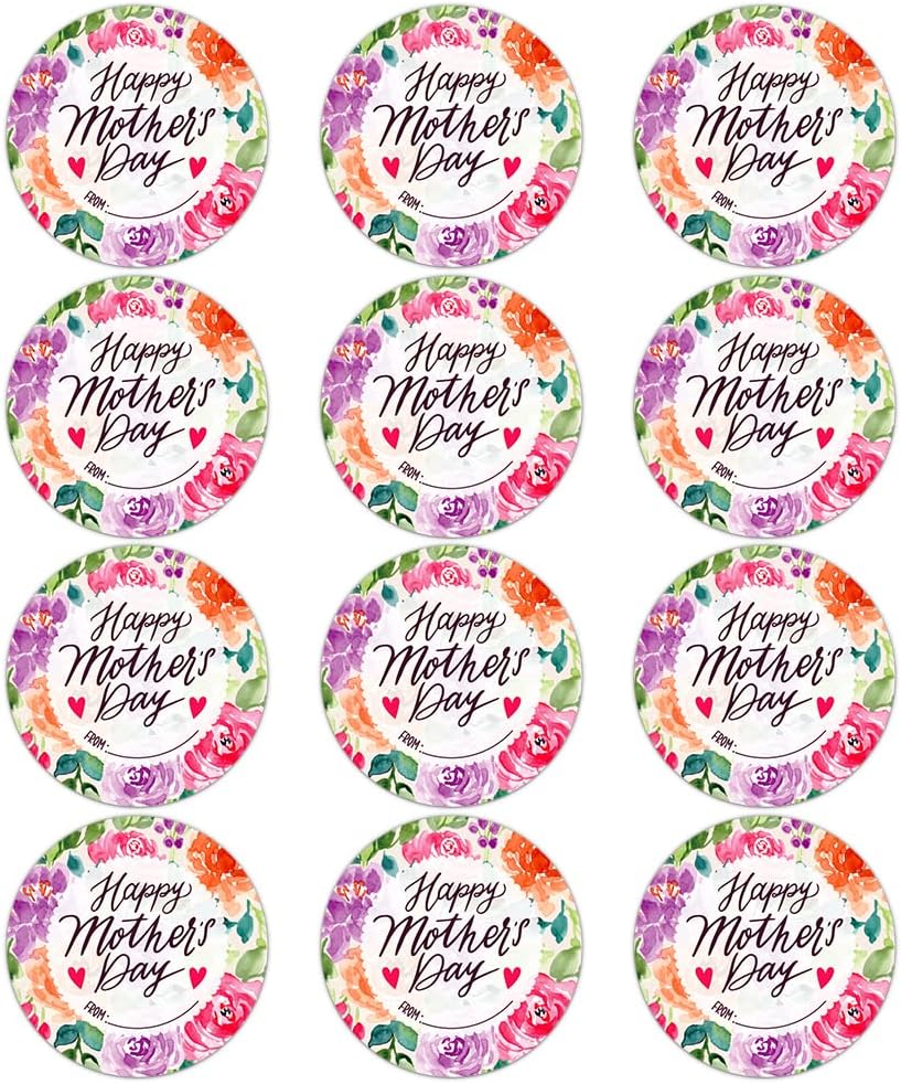 Amazon.com : 2 inch Happy Mother's Day Labels Floral Mothers Day Red ...