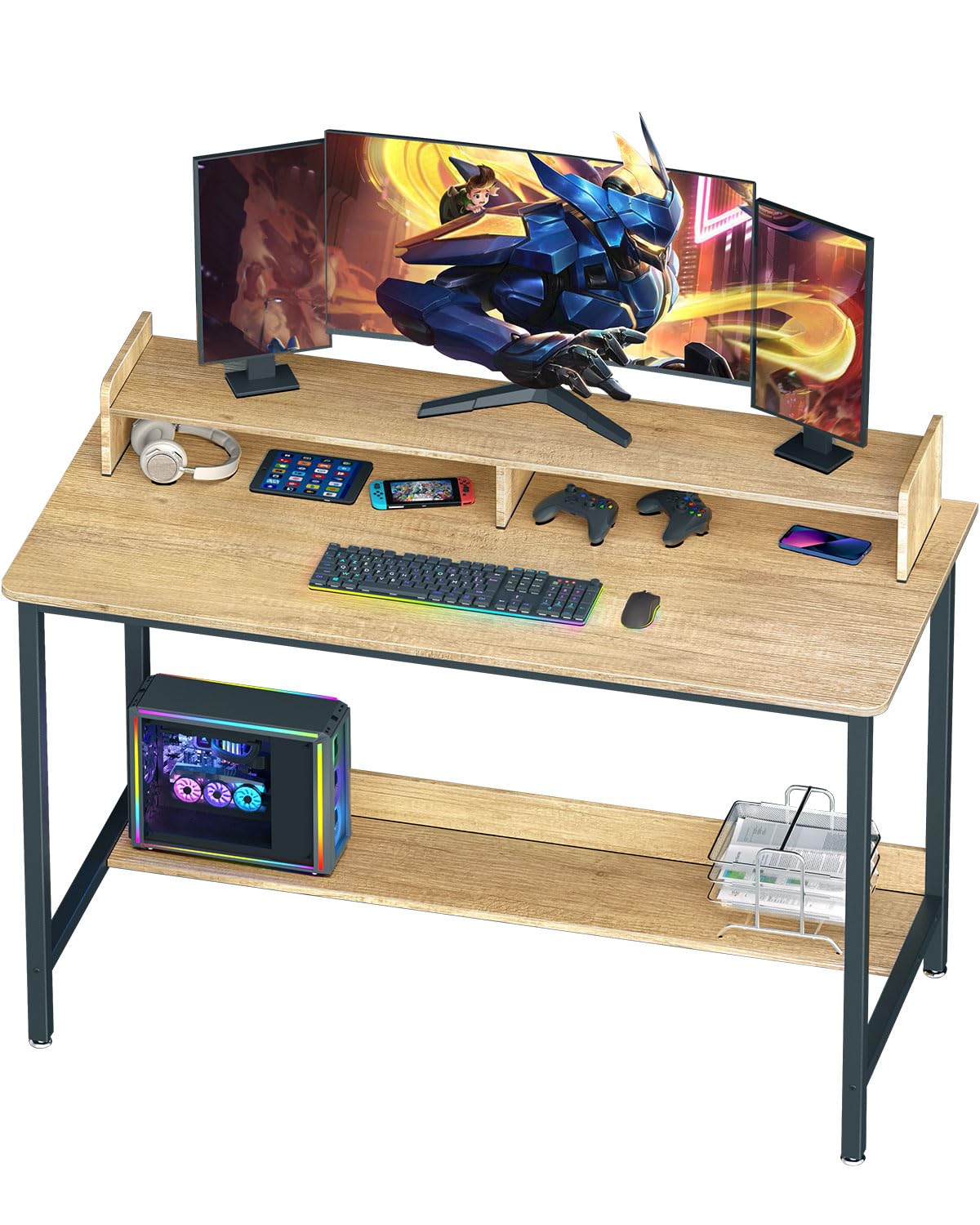 Amazon.com: WOODYNLUX Computer Gaming Desk with Shelves, 43 Inch ...