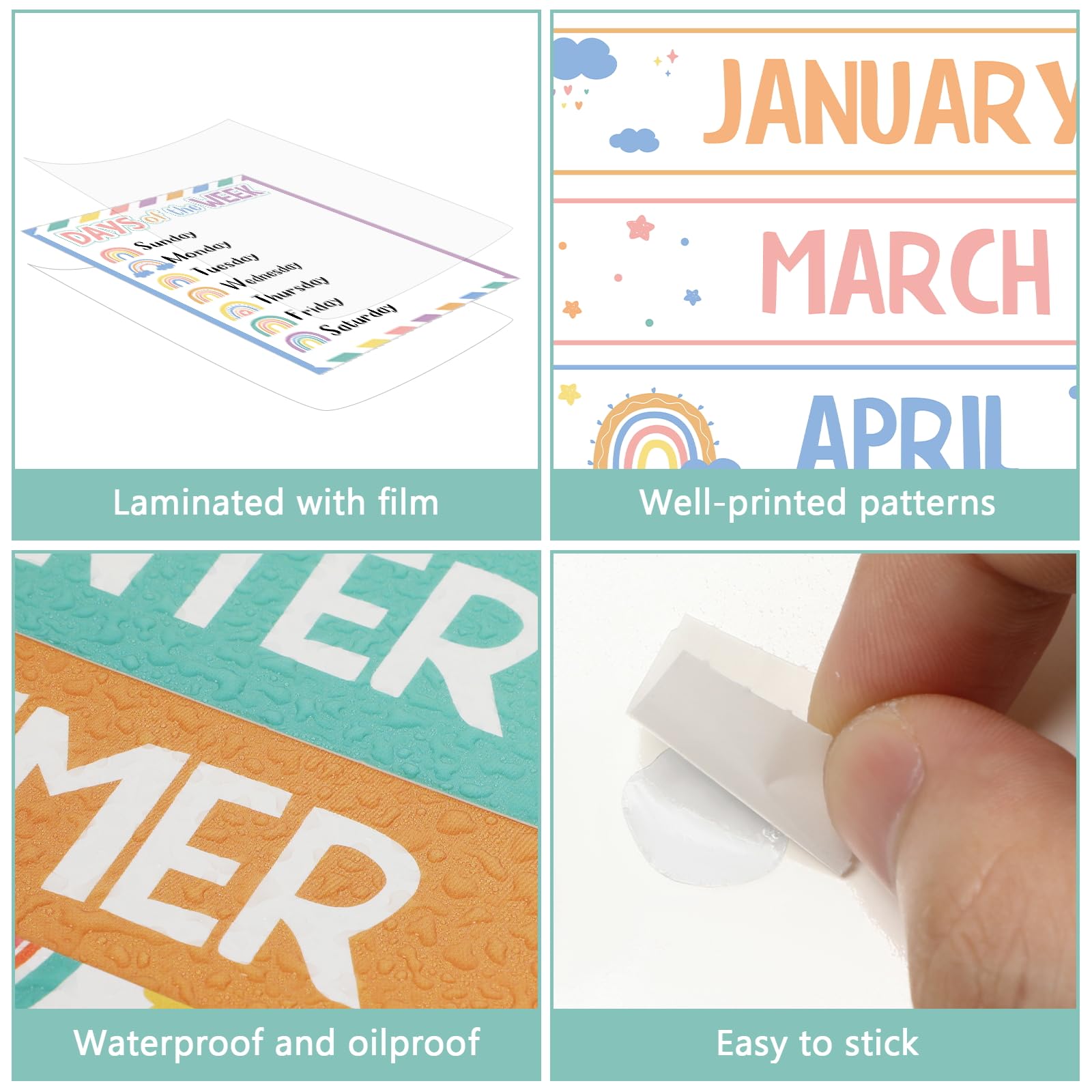 Snapklik.com : Pastel Calendar Bulletin Board Set Colorful Boho Rainbow ...