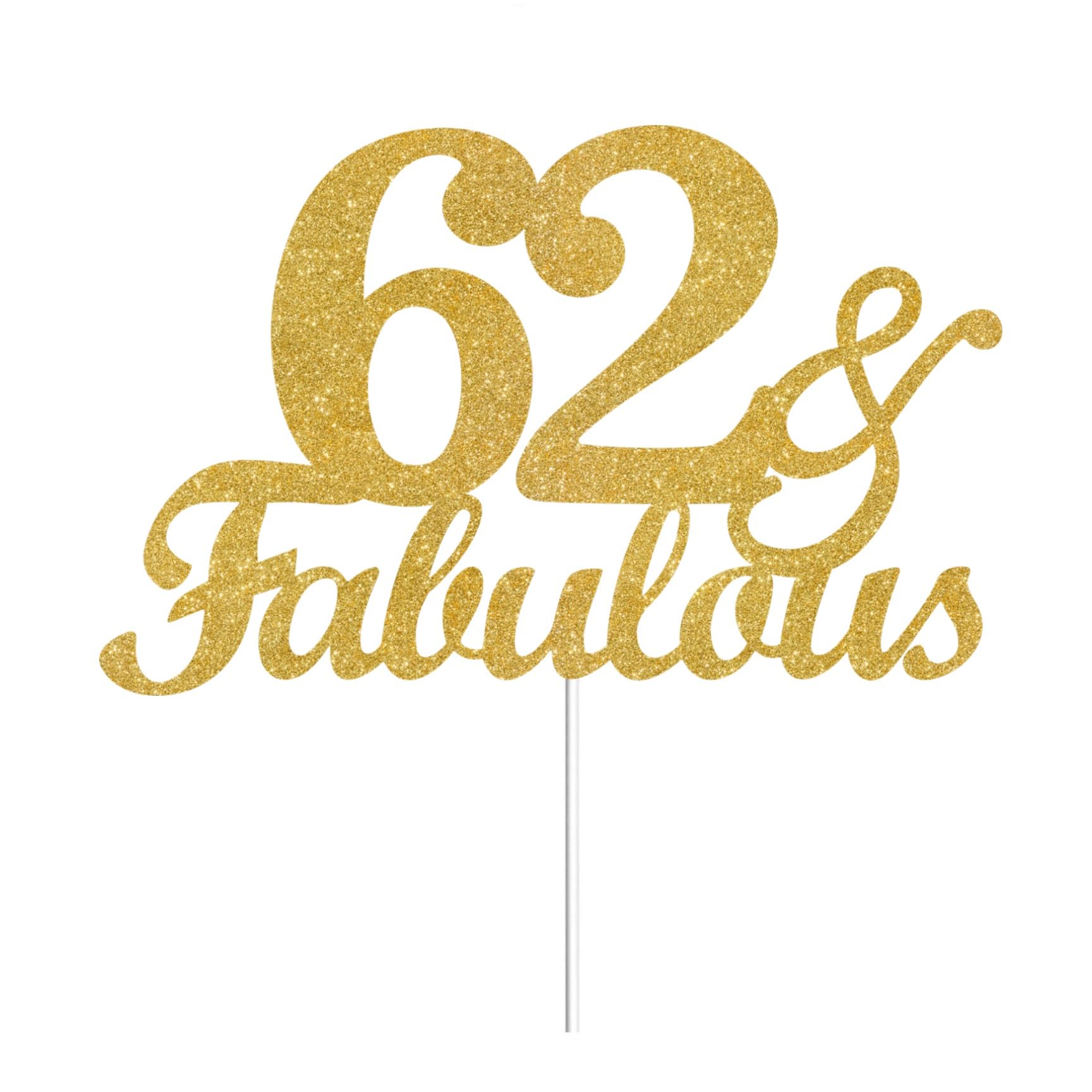 Amazon.com: 62 & Fabulous Cake Toppers Gold Glitter, Happy 62nd ...