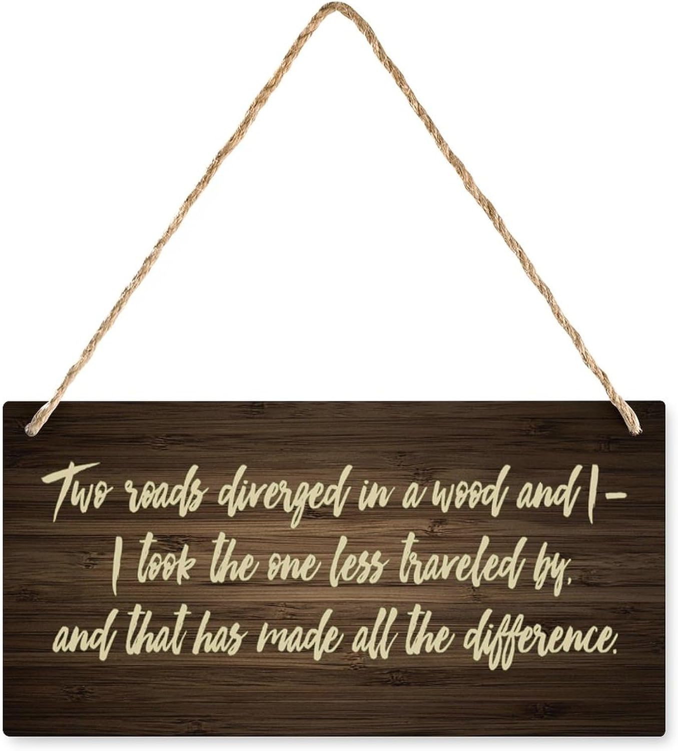 Amazon.com: Feehiget Hanging Wood Sign Two Roads Diverged In A Wood And ...