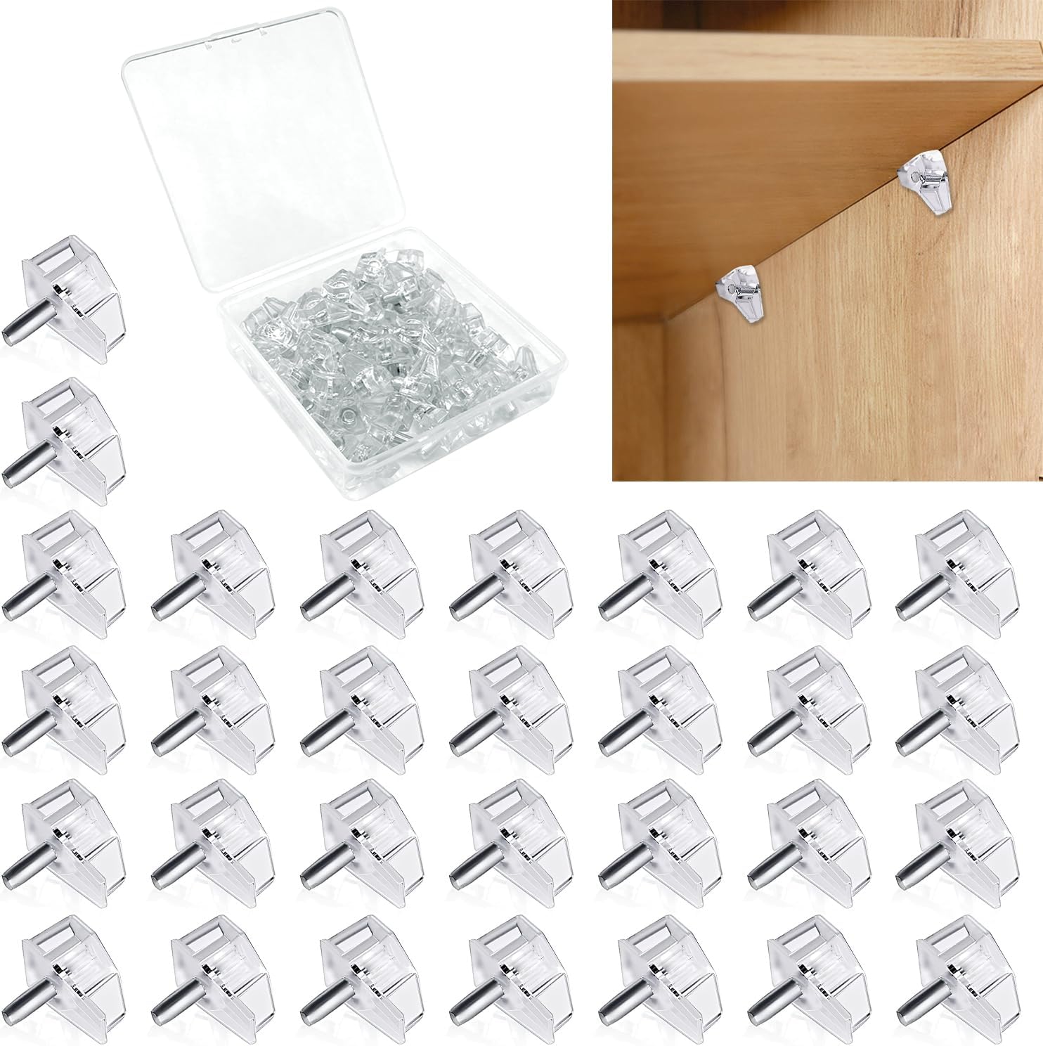 30Pcs Shelf Support Pegs Cupboard Shelf Pegs Transparent 5mm Support ...