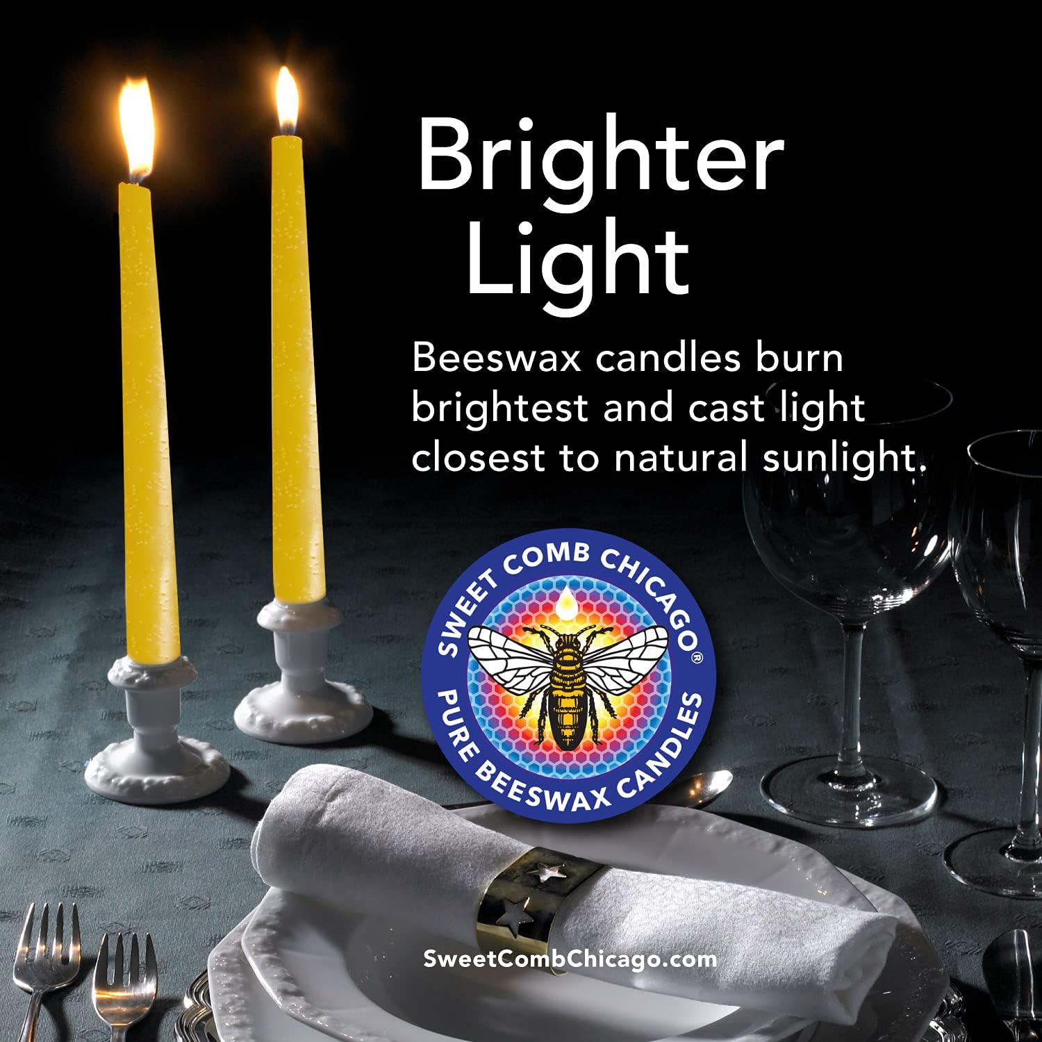 Sweet Comb Chicago Velas cónicas 100 de cera de abeja de 10 pulgadas ...