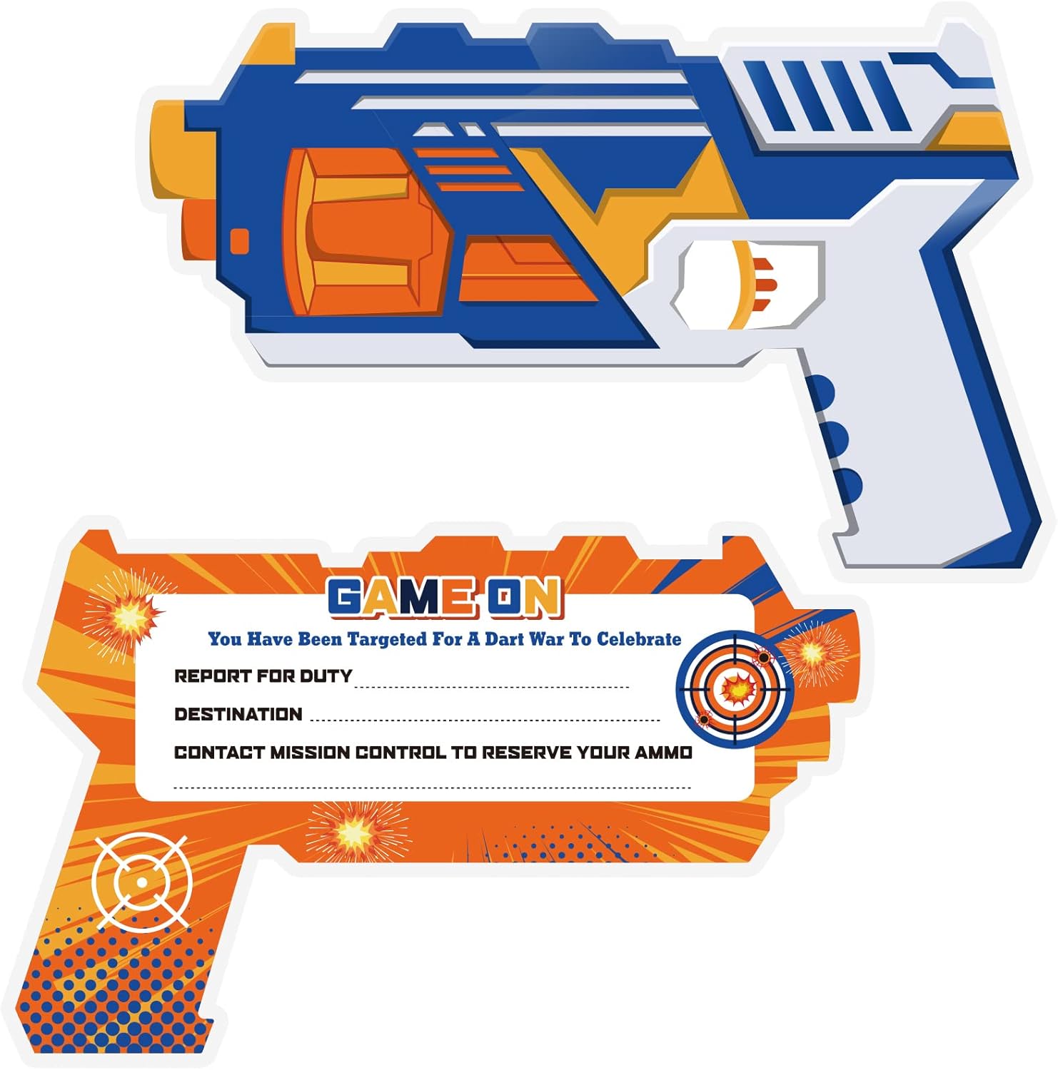 Lewtemi 24 Sets Birthday Party Invitation Cards Gun Invitations with ...