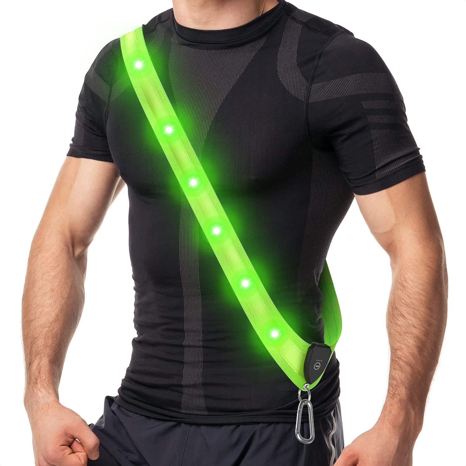 Meokkaebi LED Reflective Belt Sash, USB-C Rechargeable Battery Display ...