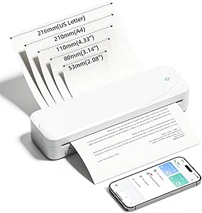 Wireless Portable Printer - Bluetooth Portable Printer A4 Compatible ...