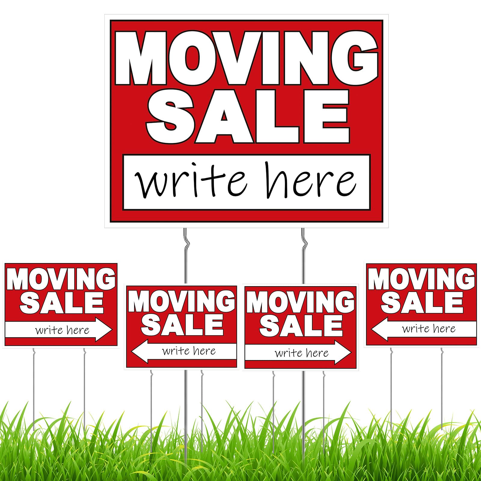 Amazon.com : Drydiet 5 Pcs Double Sided Moving Yard Sale Signs 12 x 16 ...