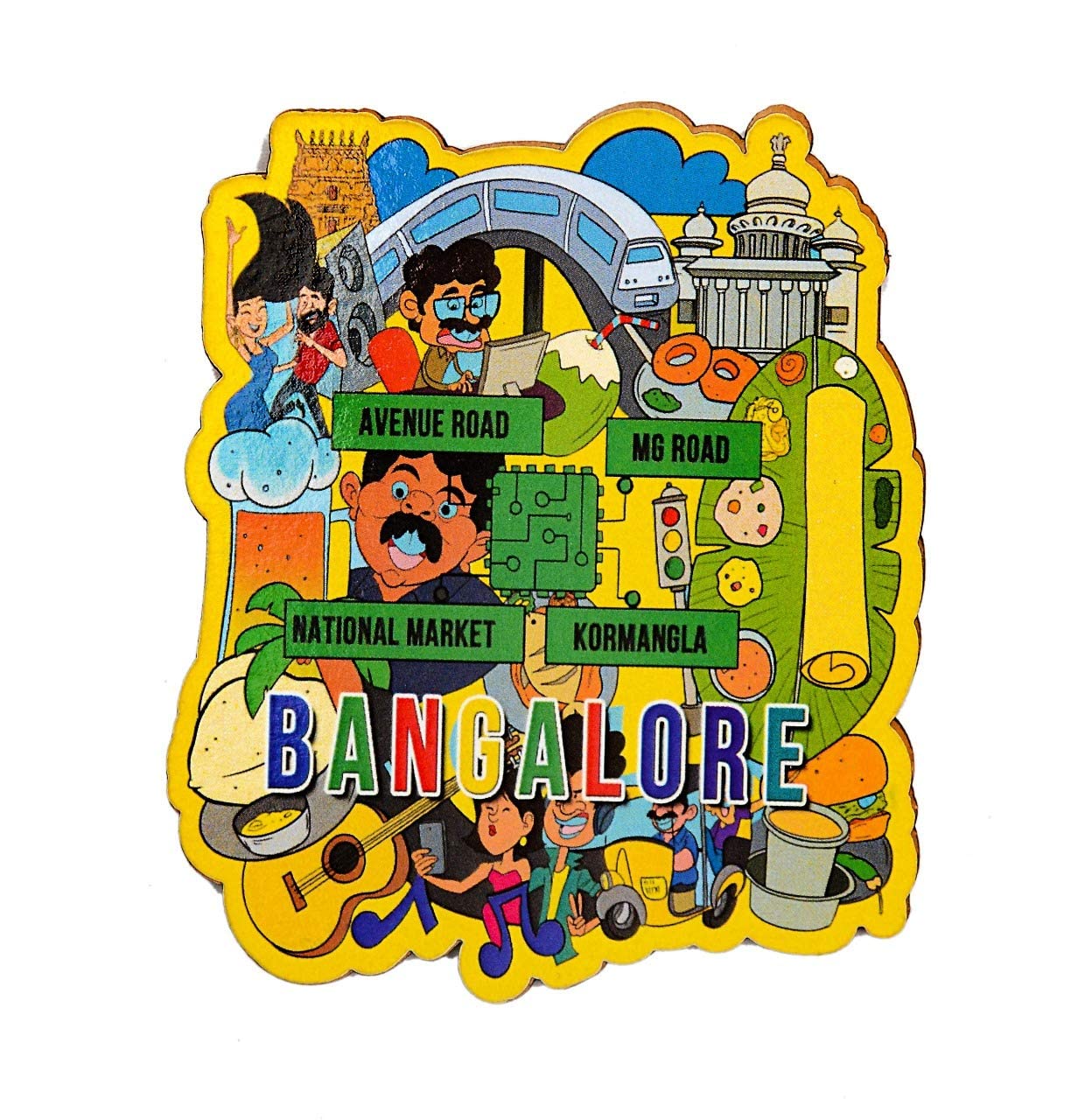 Buy VVWV® Bangalore India Souvenir Wooden Fridge Magnets Refrigerator ...