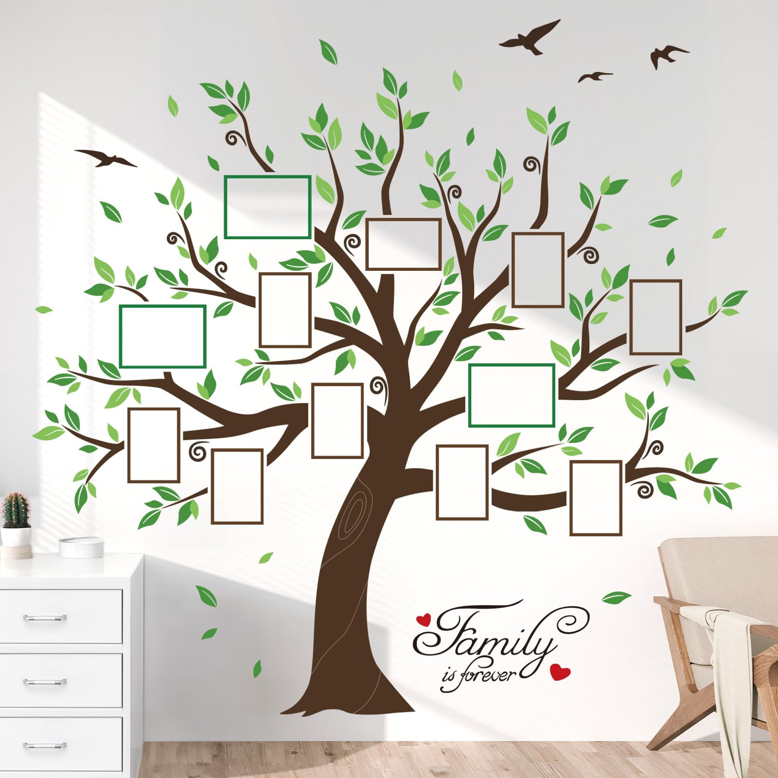 Amazon.com: decalmile Large Family Tree Wall Decals DIY Photo Frame ...