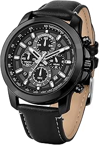 PINDOWS Watches for Men, Men's Analog Quartz Chronograph Watches Waterproof Business Casual ...