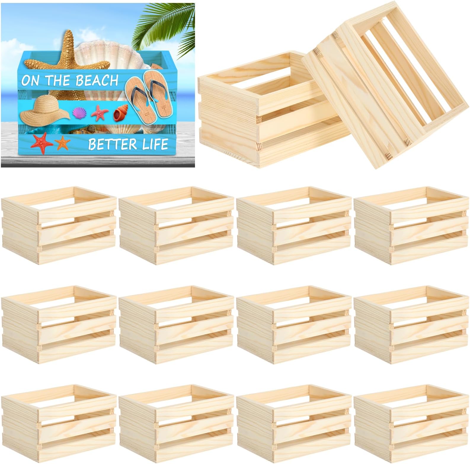 Amazon.com : Sibosen 12PCS Decorative Wood Crates Nesting Storage ...