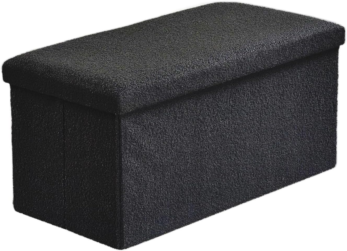 London Dream Foldable Ottoman Boucle Storage Box - Teddy Bear Fabric ...