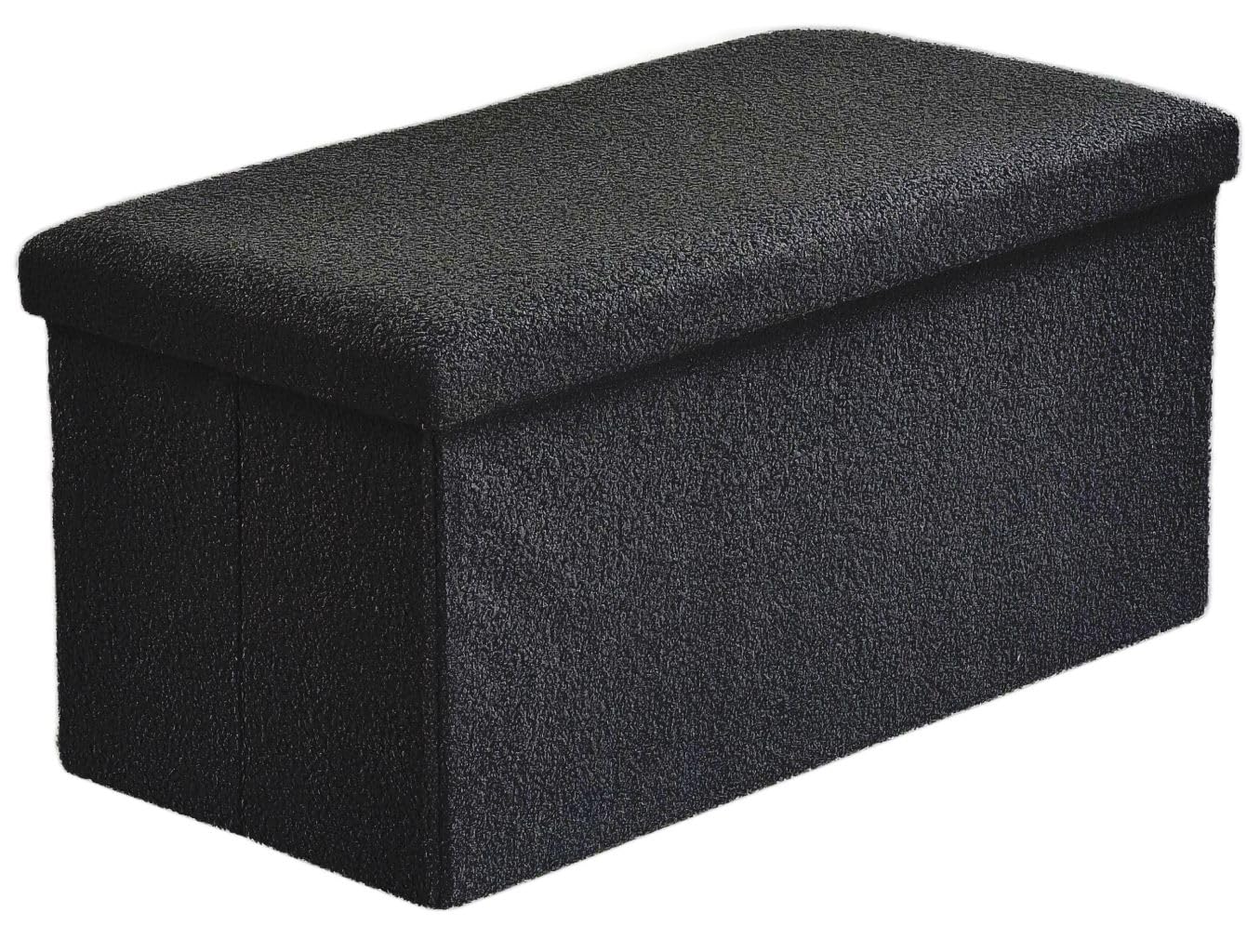 London Dream Foldable Ottoman Boucle Storage Box - Teddy Bear Fabric ...