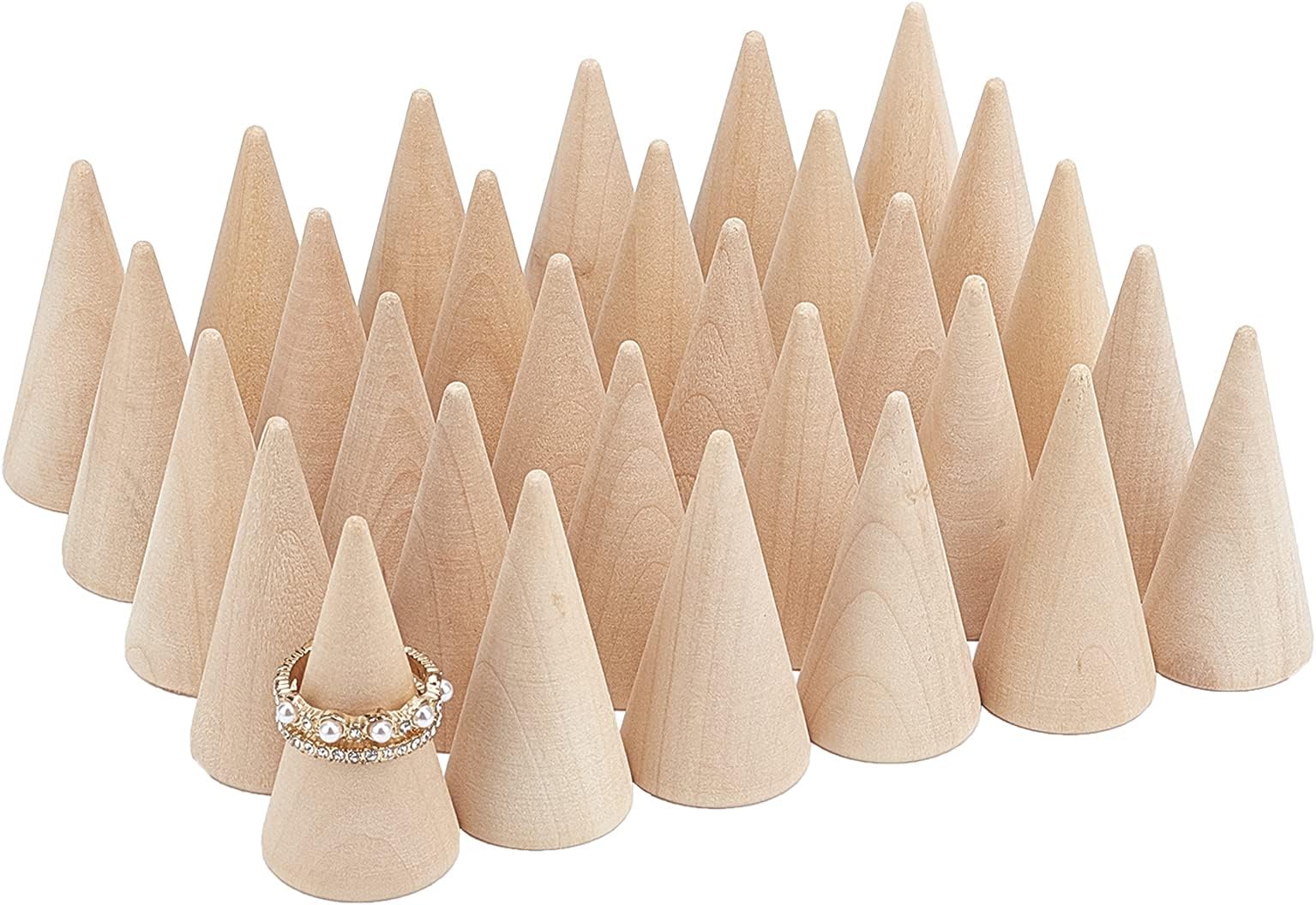 Amazon.com: PATIKIL 25x20mm Natural Wood Cone Ring Holder, 20 Pack ...