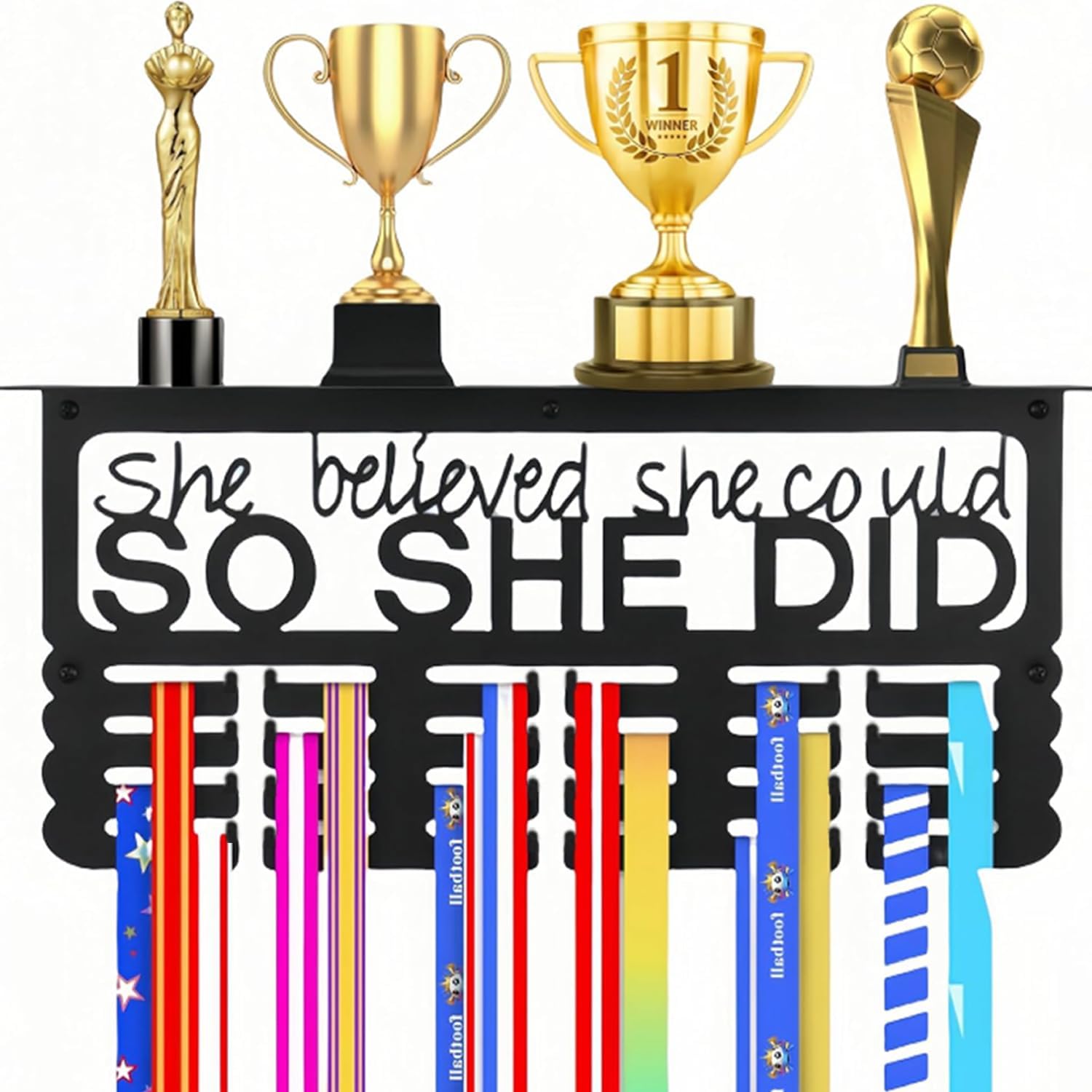 Amazon.com: MEIHAOME Medal Hanger Display with Trophy Shelf - Sturdy ...