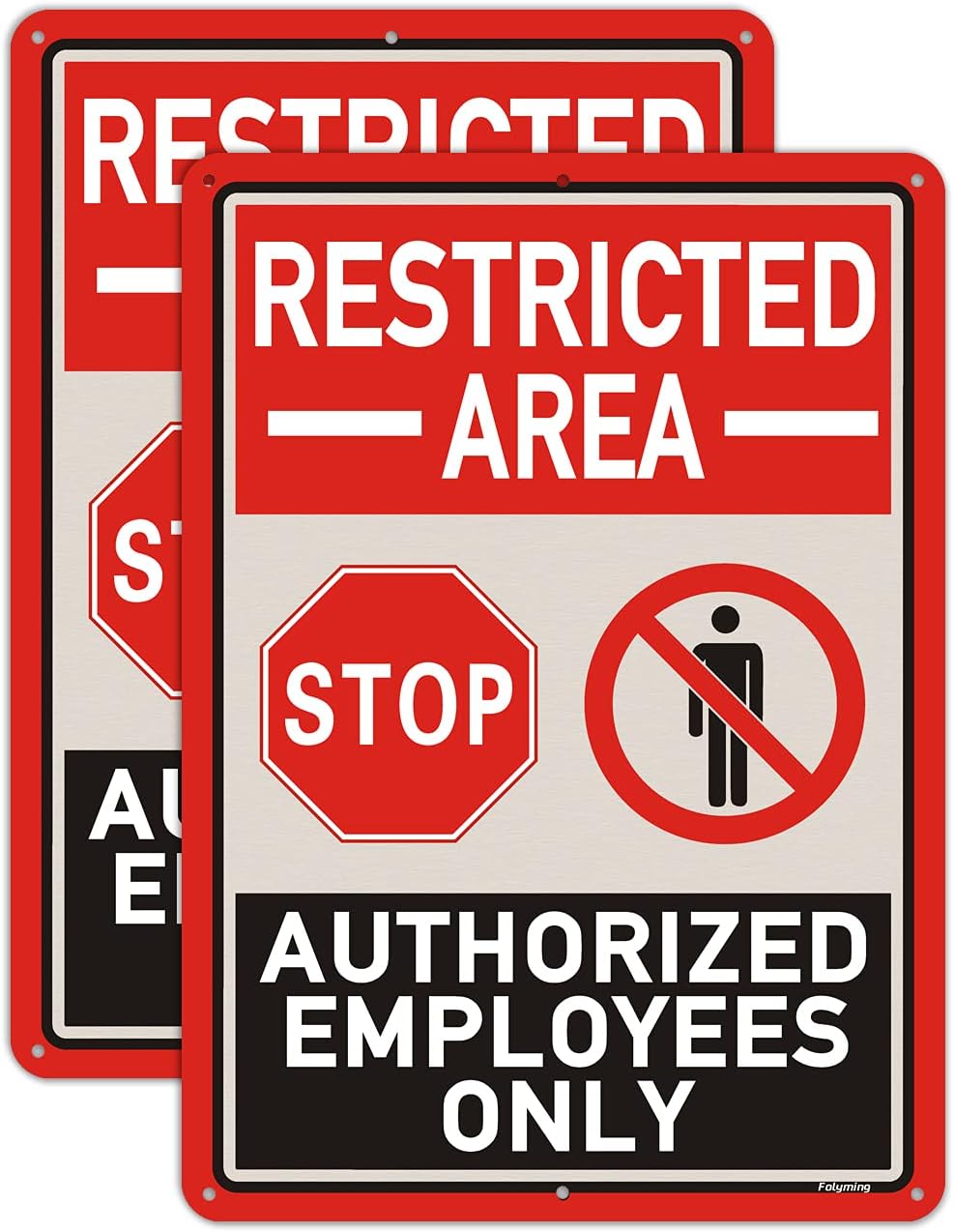 2 Pack Restricted Area Sign Authorized Employees Only Sign 14x10 Inches ...