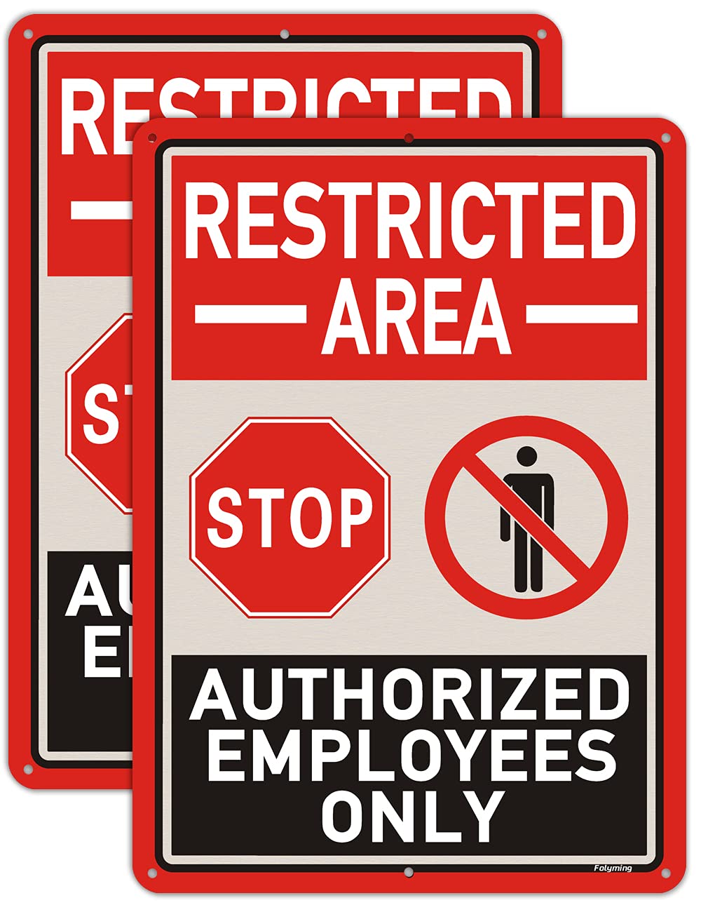 Amazon.com: 2 Pack Restricted Area Sign Authorized Employees Only Sign ...