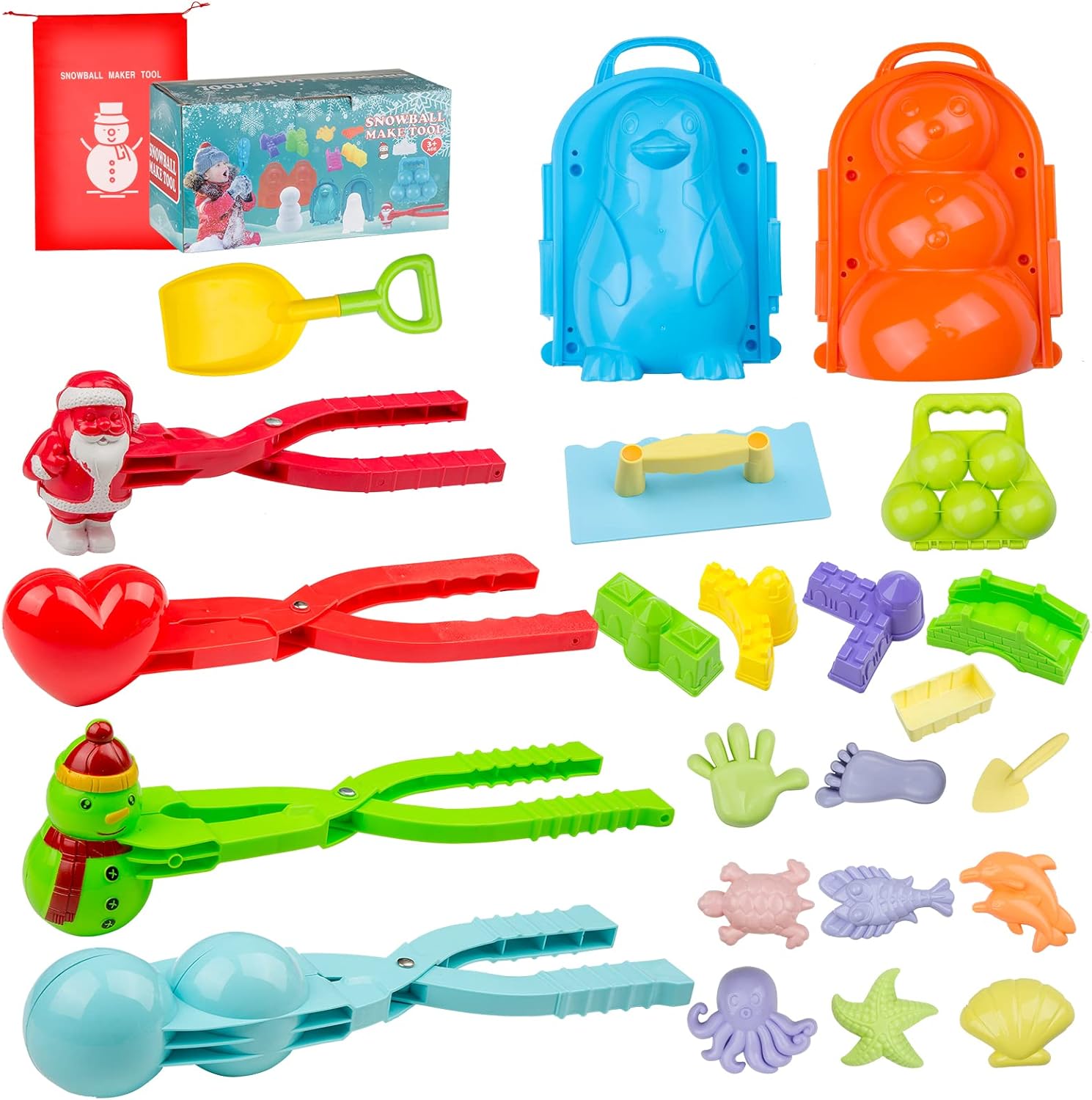 Amazon.com: BIOBUBANA 24 Snowball Maker Tool, Snow Ball Marker for Kids ...