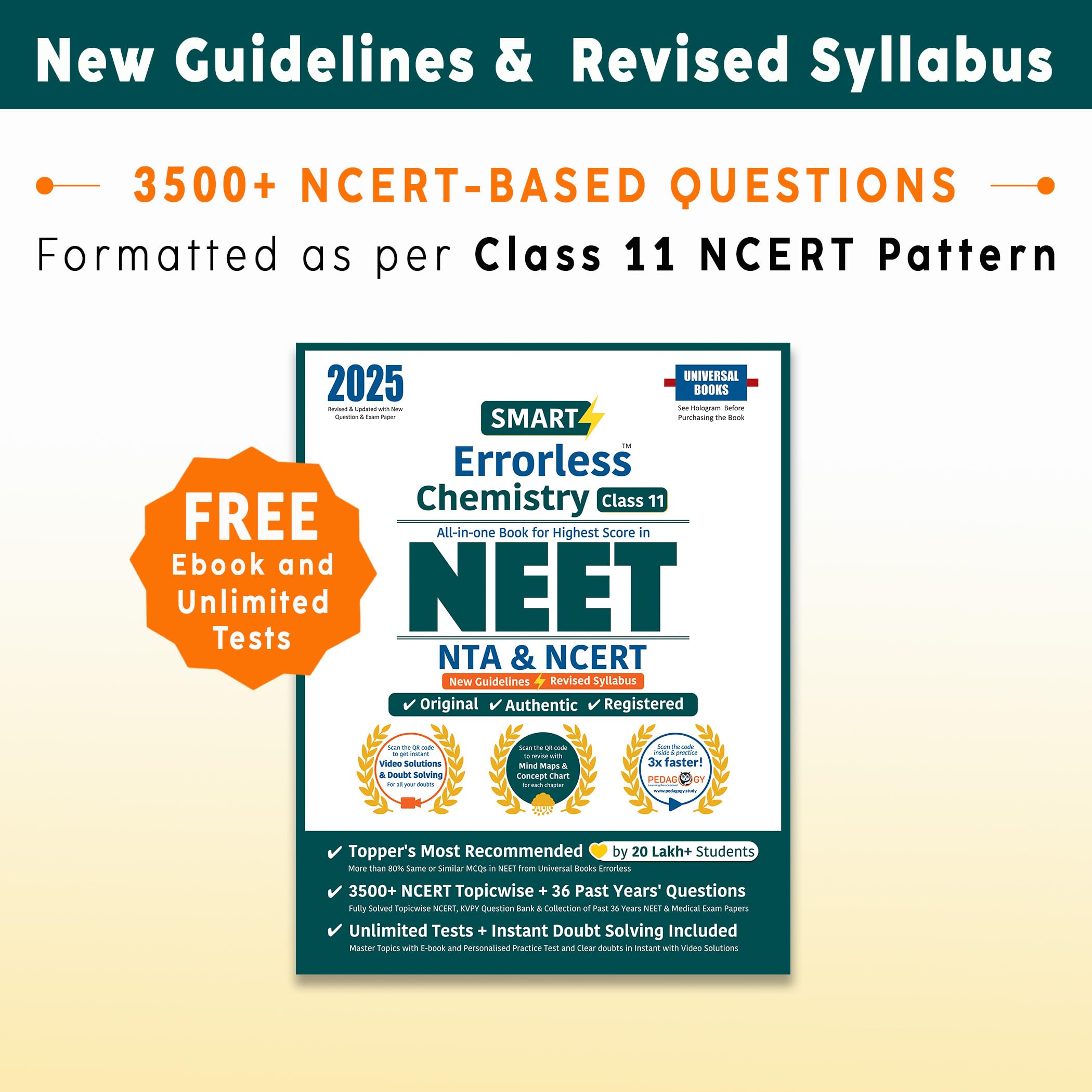 Buy Smart Errorless Chemistry NEET Class 11 (2025) - NCERT Based | 3500 ...