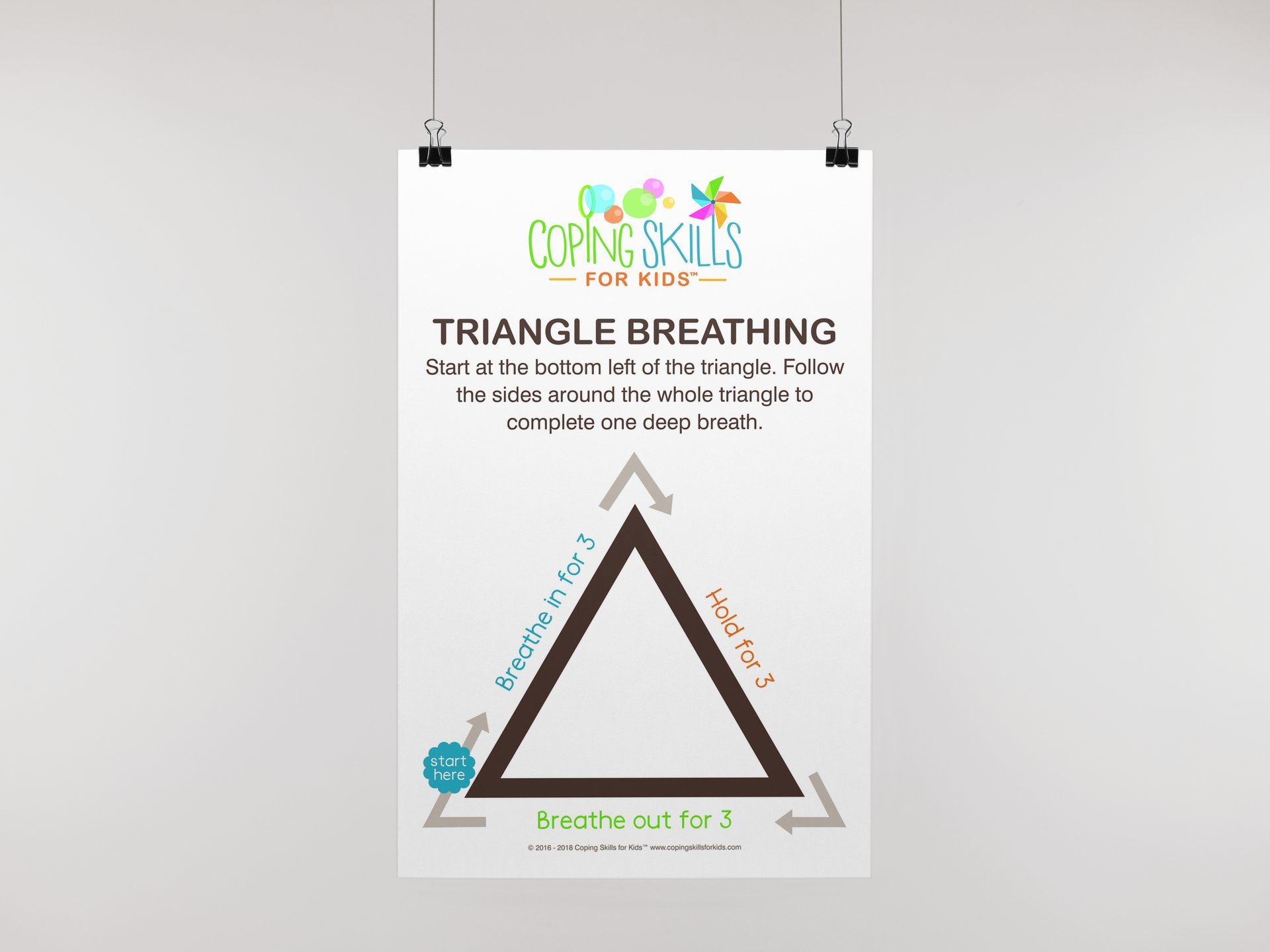 Snapklik.com : Coping Skills For Kids Triangle Deep Breathing Poster
