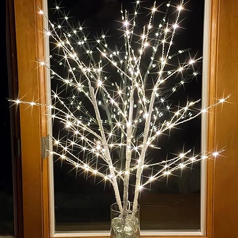 Amazon.com: Bexdir Lighted Birch White Tree Branches 33IN 180LED with ...