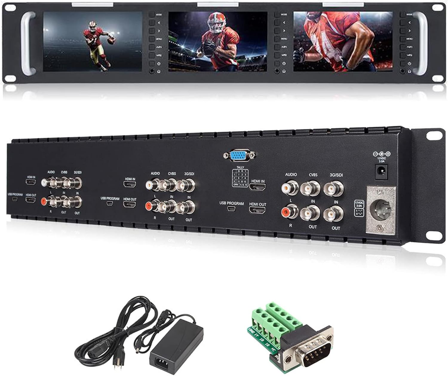 Amazon.com : Feelworld T51 Triple Rack Mount Monitor 5 Inch 2RU LCD 3G ...