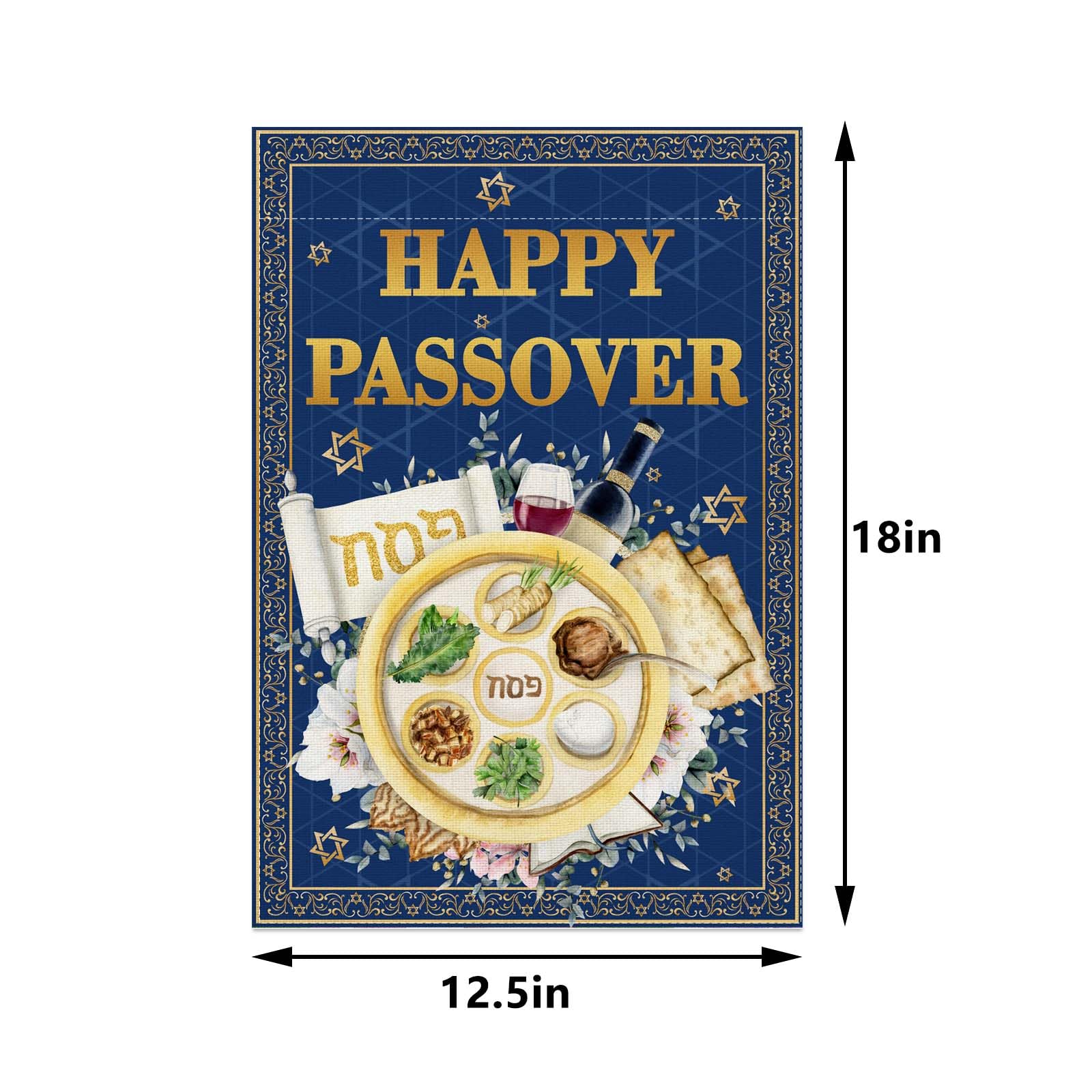 Snapklik.com : Linen Blue Passover Garden Flag 12.518 Passover Yard ...