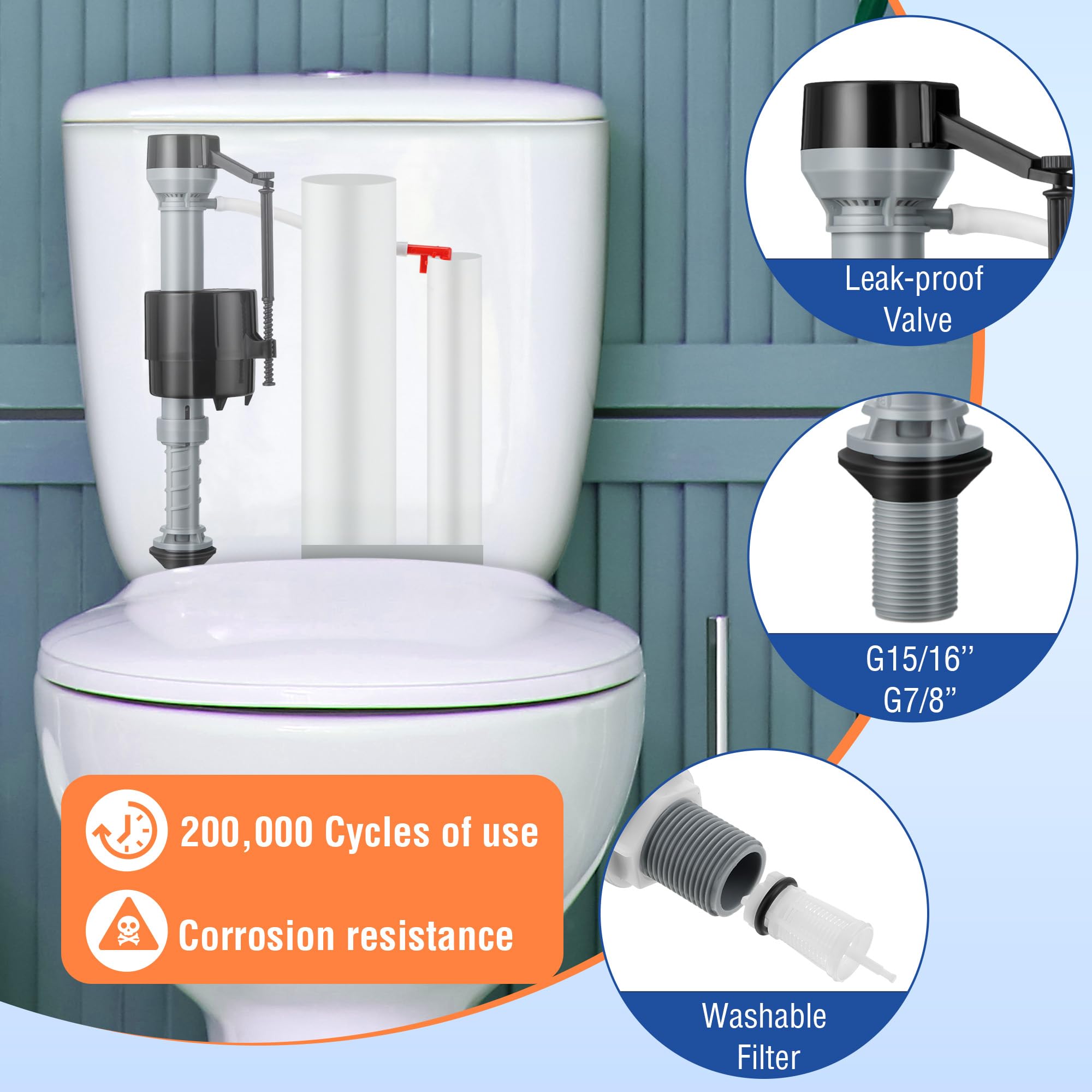 Universal Float Valve Easy Installation Universal Toilet Float Valve ...
