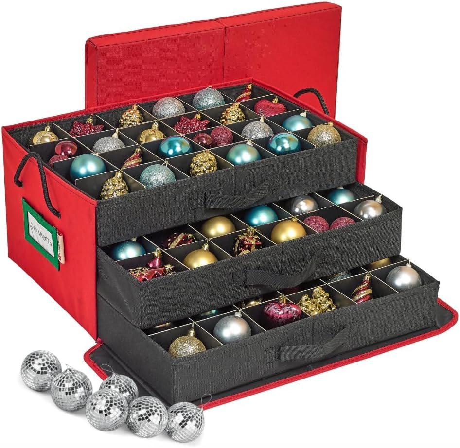 Amazon.com: Masnest Christmas Ornament Storage Box - 8 Separate Trays ...