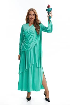 Amazon.com: HAPNBCELE Women's Lady Liberty Costume with Torch, Crown ...