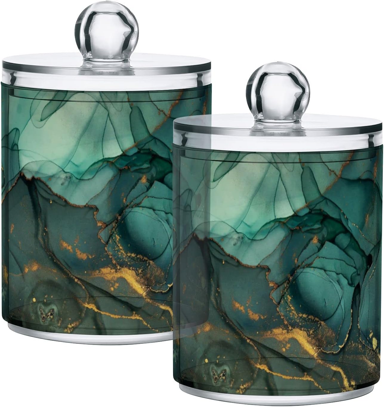 Amazon.com: Qtip Holder Dispenser 2 Pack Green Watercolor Floral Leaves ...