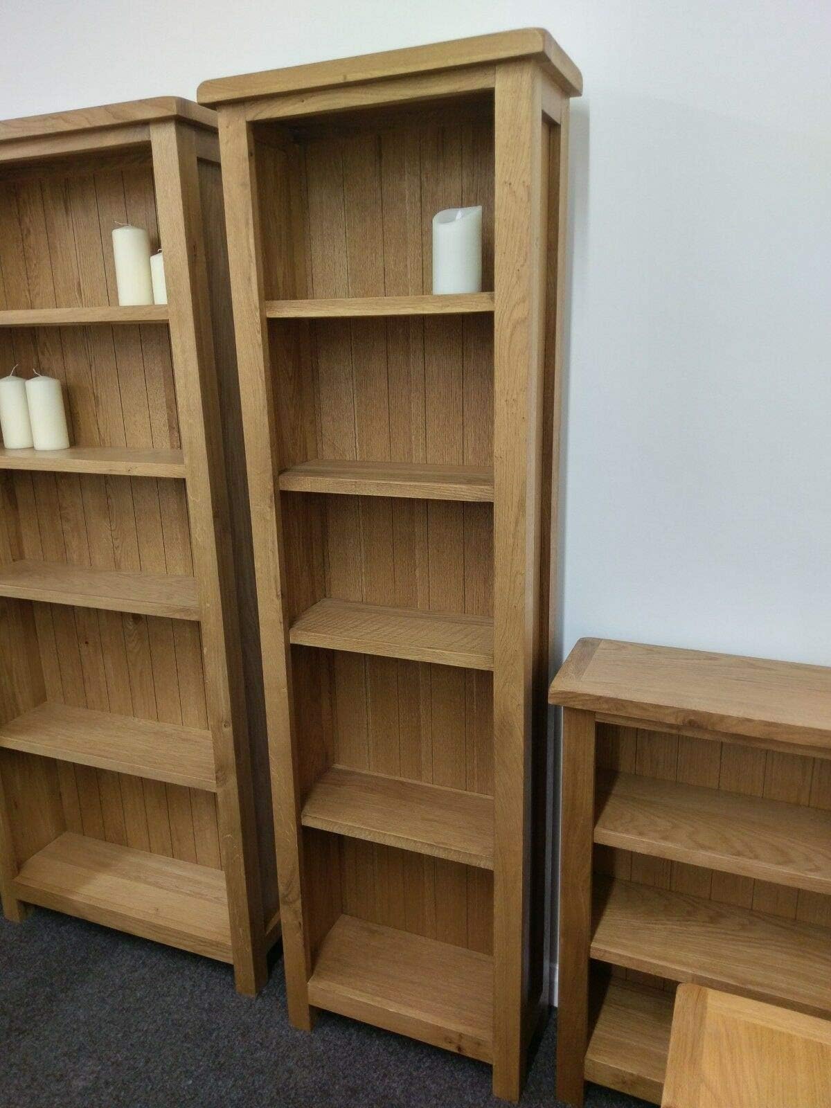 The Furniture Outlet Rustic Oak Small Wide Bookcase : Amazon.co.uk ...