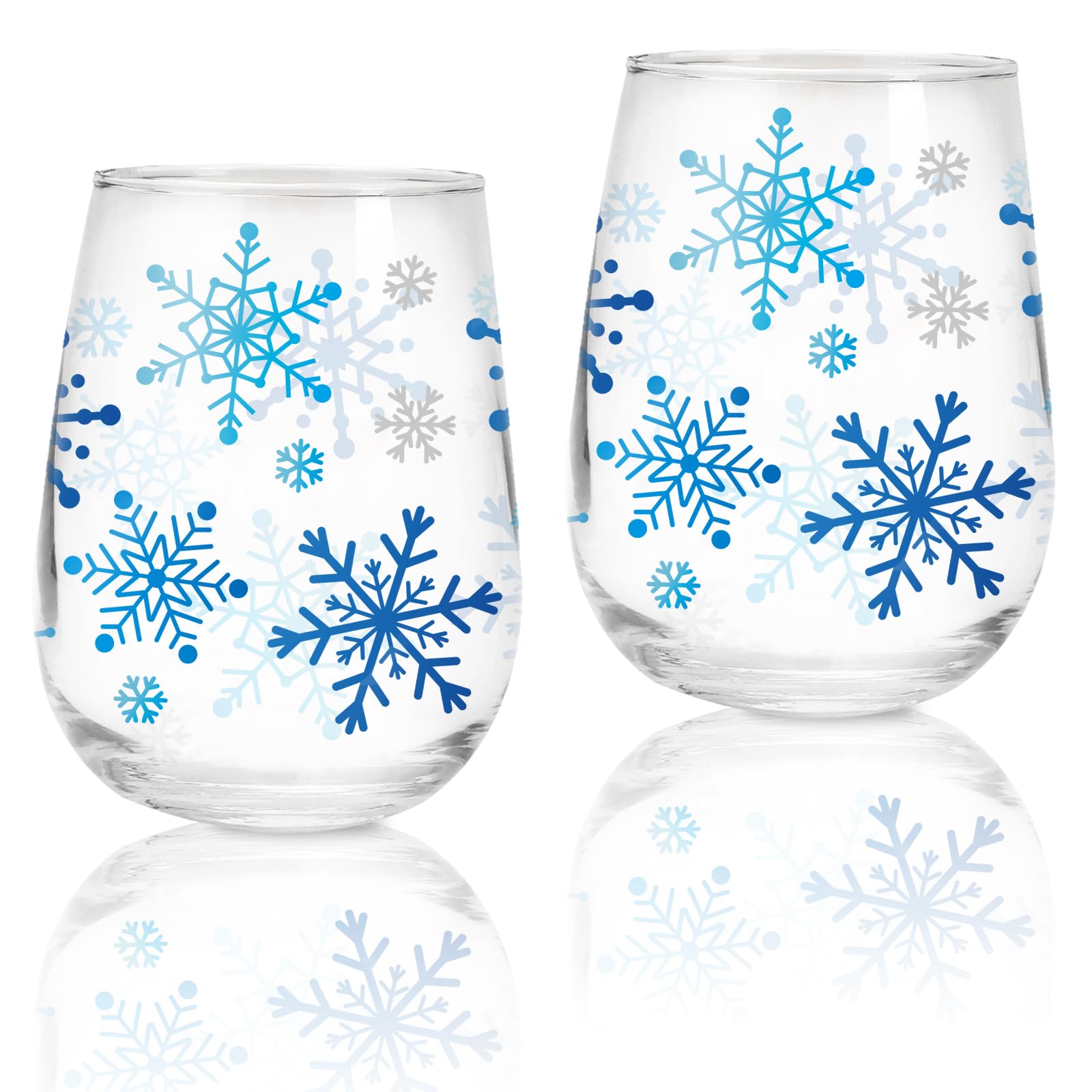 Amazon.com | JarThenaAMCS 2Pcs Snowflake Stemless Wine Glasses 17oz ...