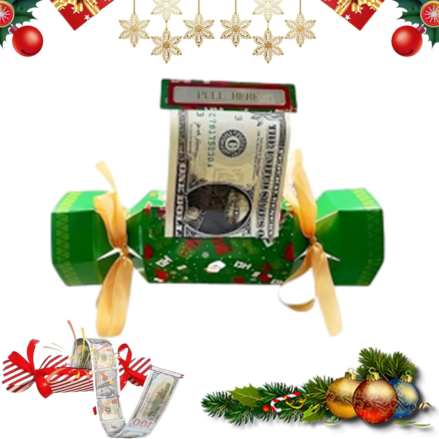 Amazon.com: Christmas Surprise Money Pull Pouch, Creative Holiday Bag ...
